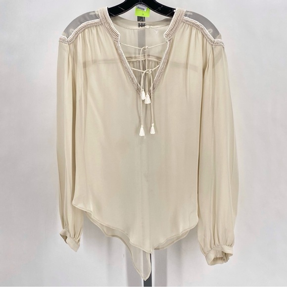 Haute Hippie | Tops | Haute Hippie Tan Silk Shirt | Poshmark